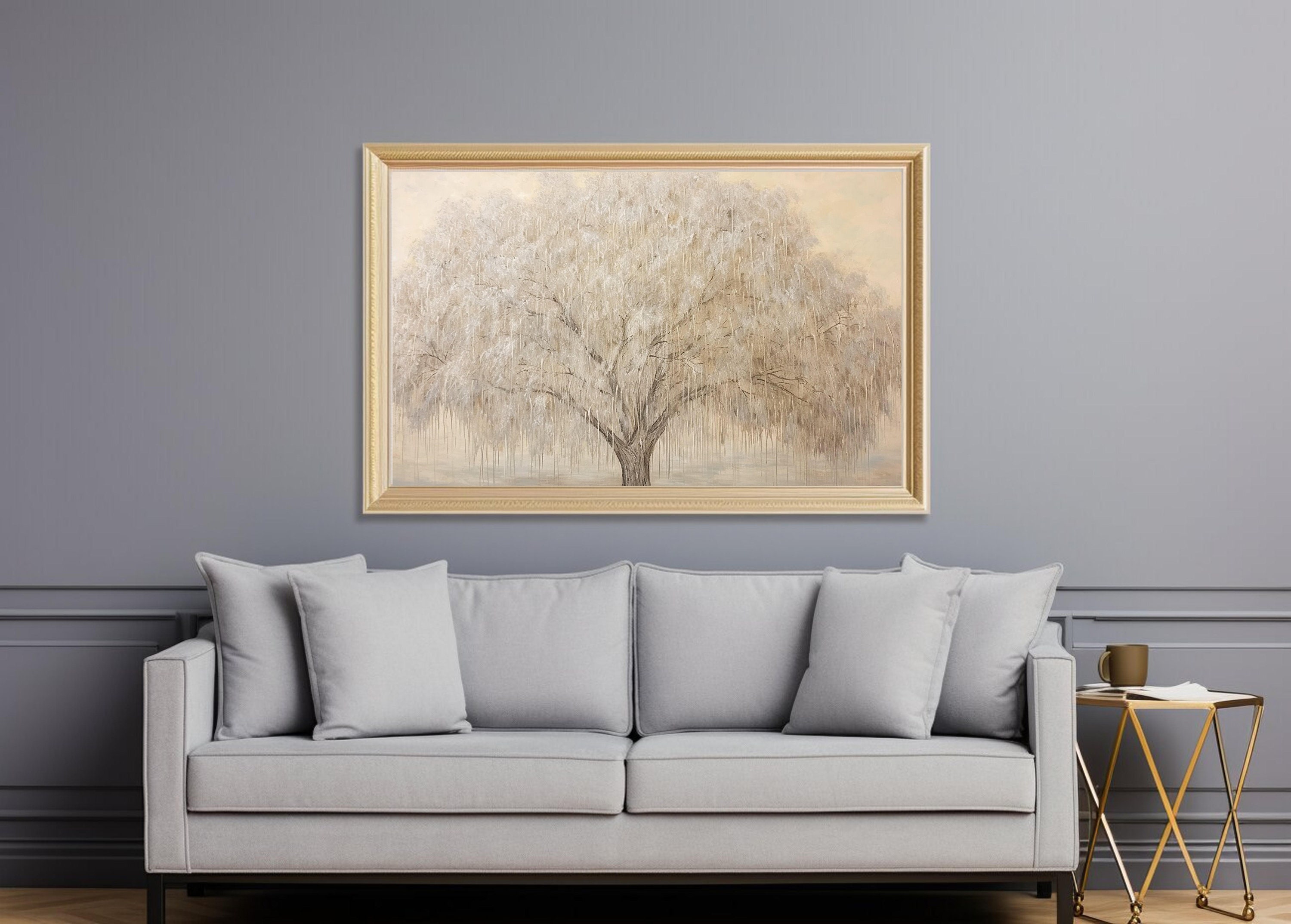 Serene Weeping Willow Tree Art Print - Soft Palette Nature Painting ...