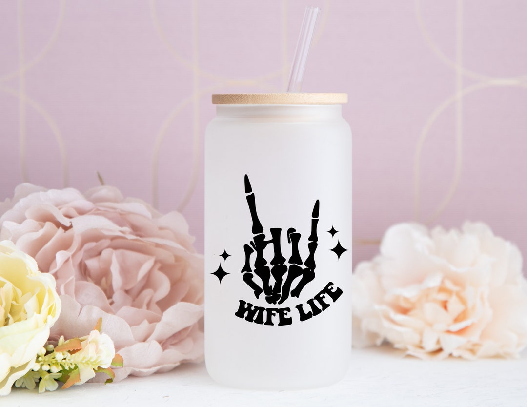 16 Oz Skeleton Wife Life Matte Glass Can Tumbler - Etsy