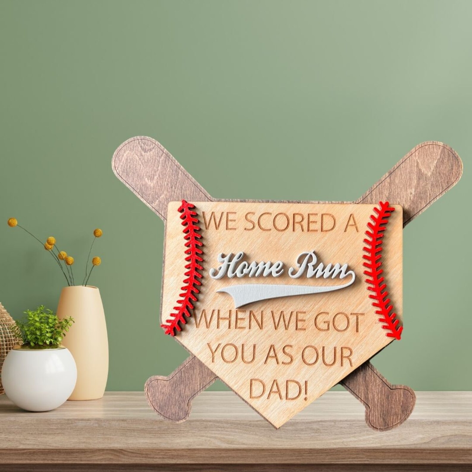 Sports Fan Dad Gift; Laser Cut Plaque With Baseball Home Run Design ...