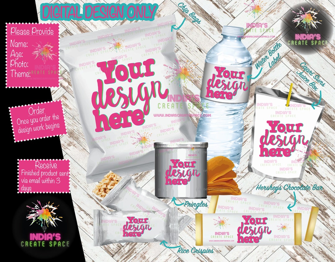 Custom Party Treat Label Bags- Party Bag- Candy Bag- Popcorn Bag ...