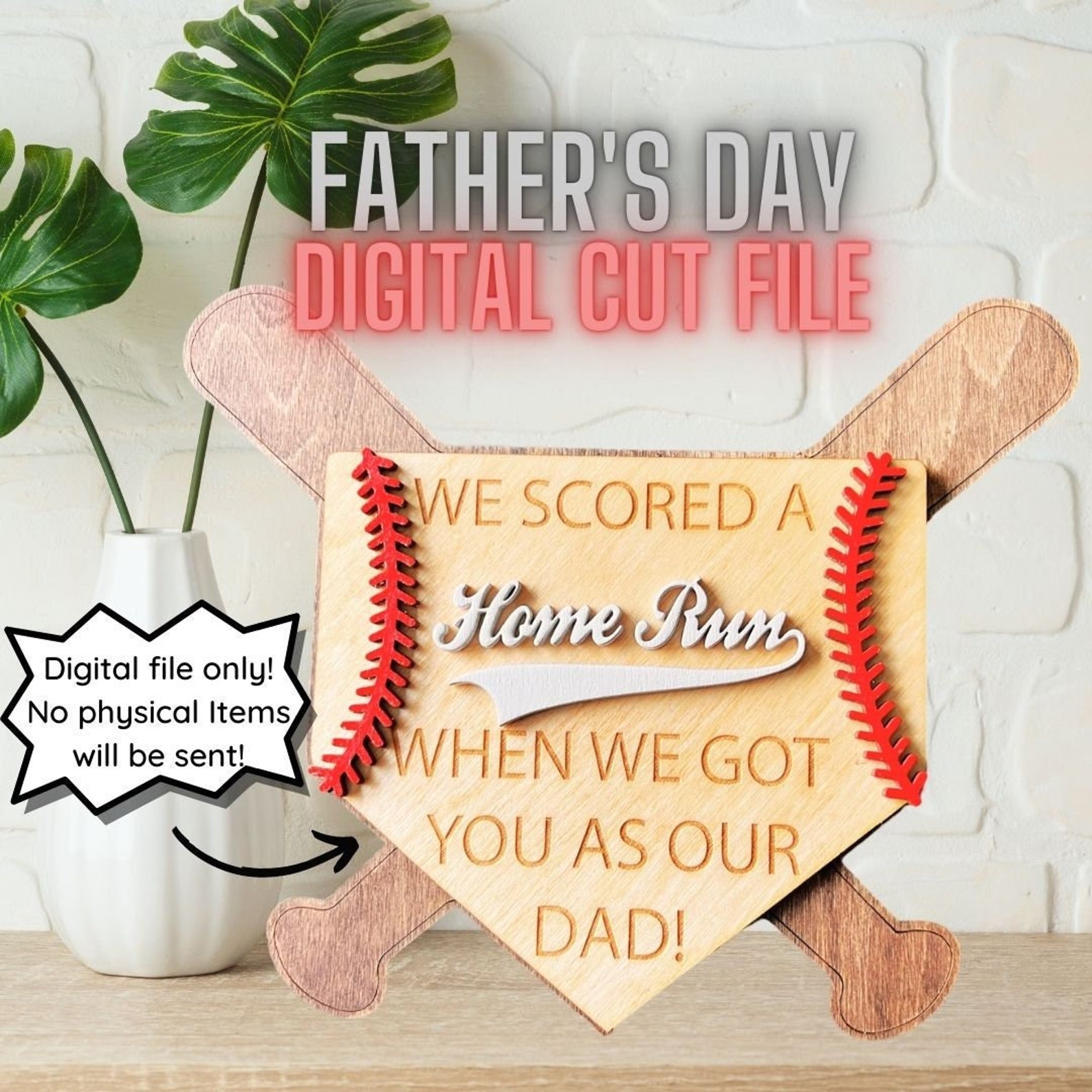 Sports Fan Dad Gift; Laser Cut Plaque With Baseball Home Run Design ...
