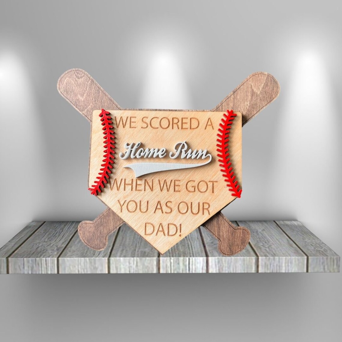 Sports Fan Dad Gift; Laser Cut Plaque With Baseball Home Run Design ...