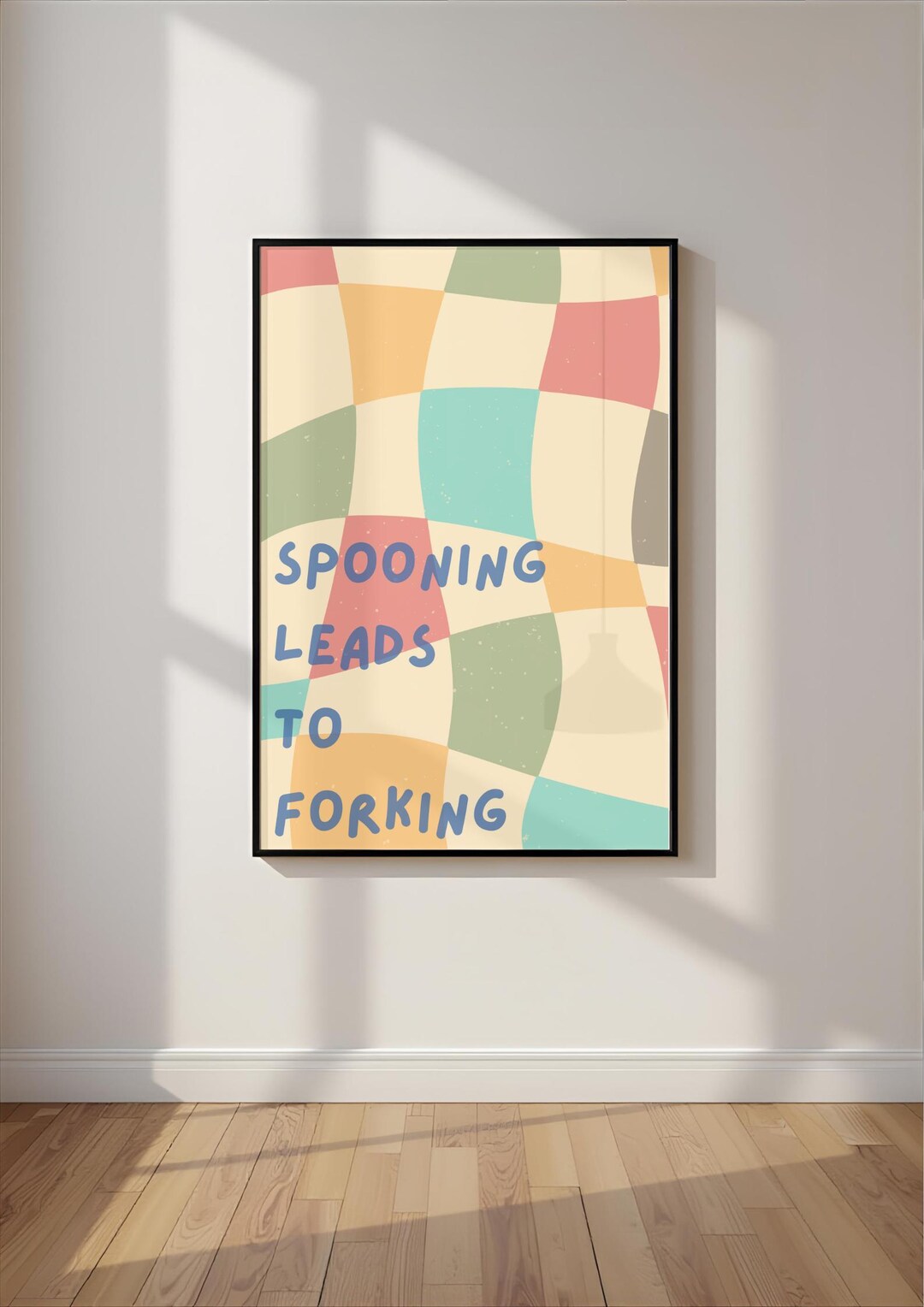 Spooning Leads to Forking Retro Kitchen Print | Funny Kitchen Quote ...