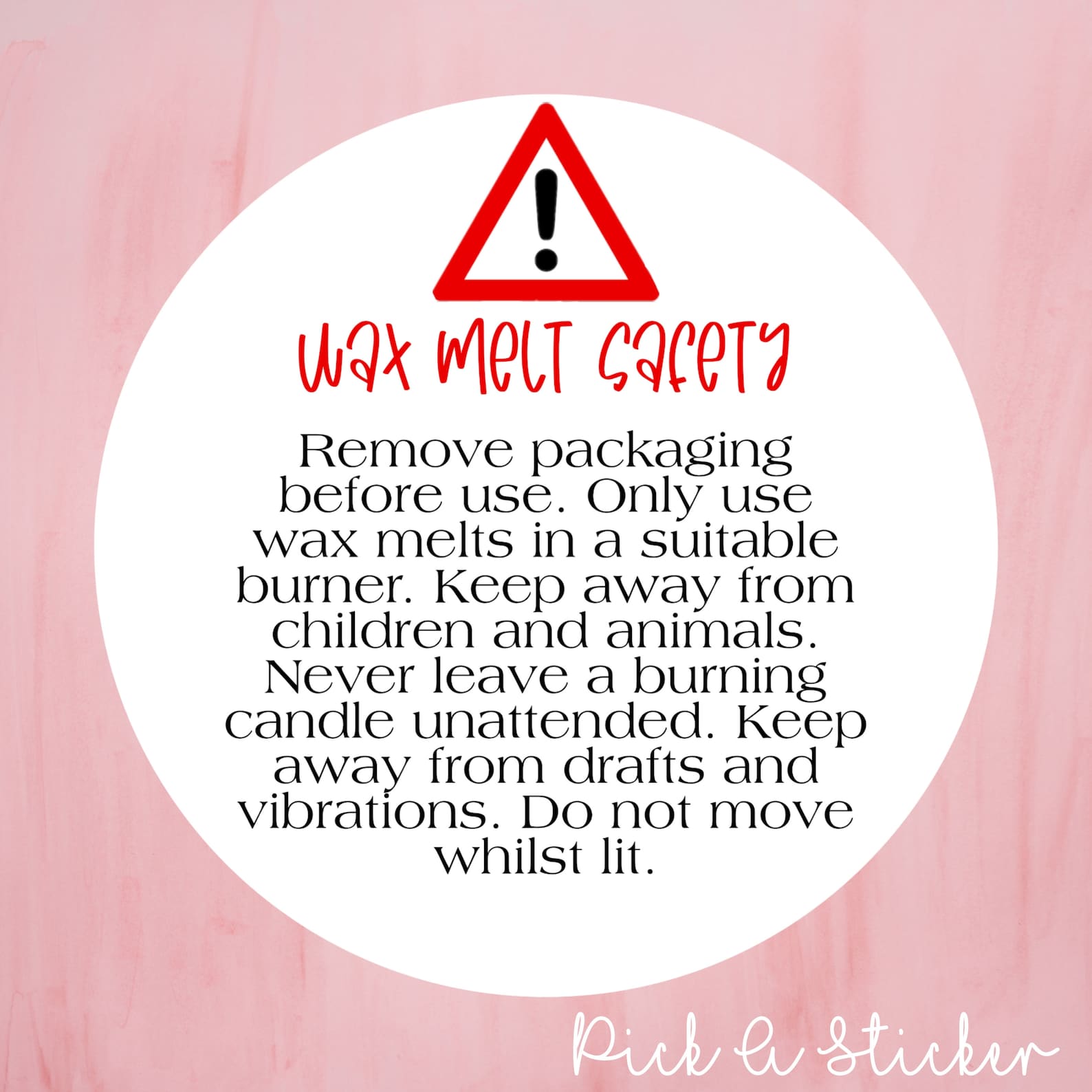 Wax melt warning stickers safety labels white or kraft paper | Etsy