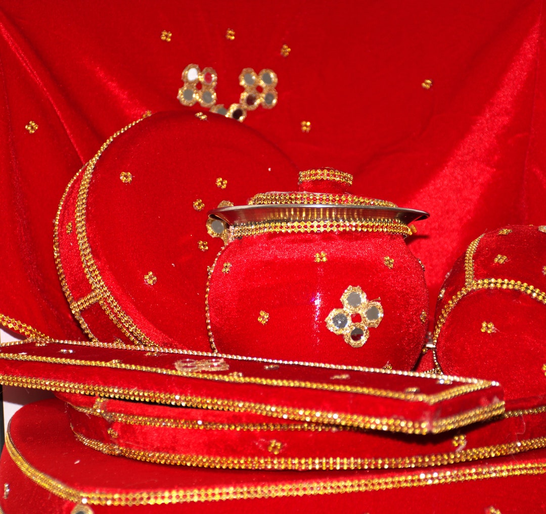 Traditional Red Maiyan Set Haldi Set Indian Bride - Etsy