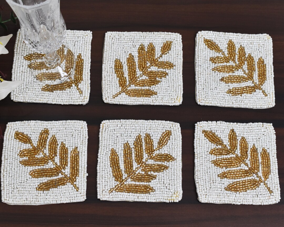 Handmade Beaded Coasters for Drinks or Coffee Table, Set of 6/8/10/12 ...