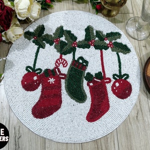Christmas Special Handmade Beaded Placemat Tablemat Charger Mat, Gift ...