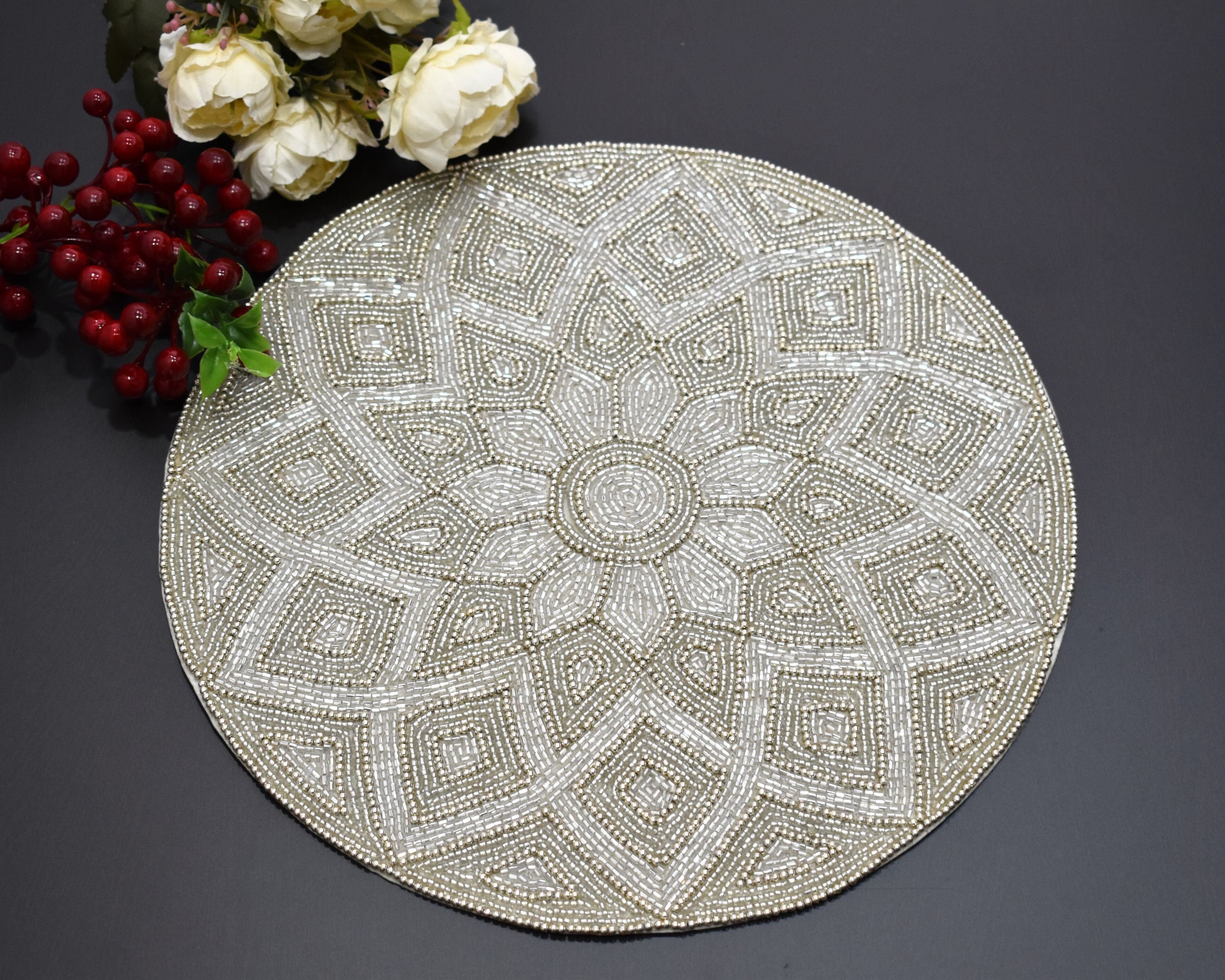 Handmade Beaded Placemat Beaded Charger Beaded Table Mat - Etsy