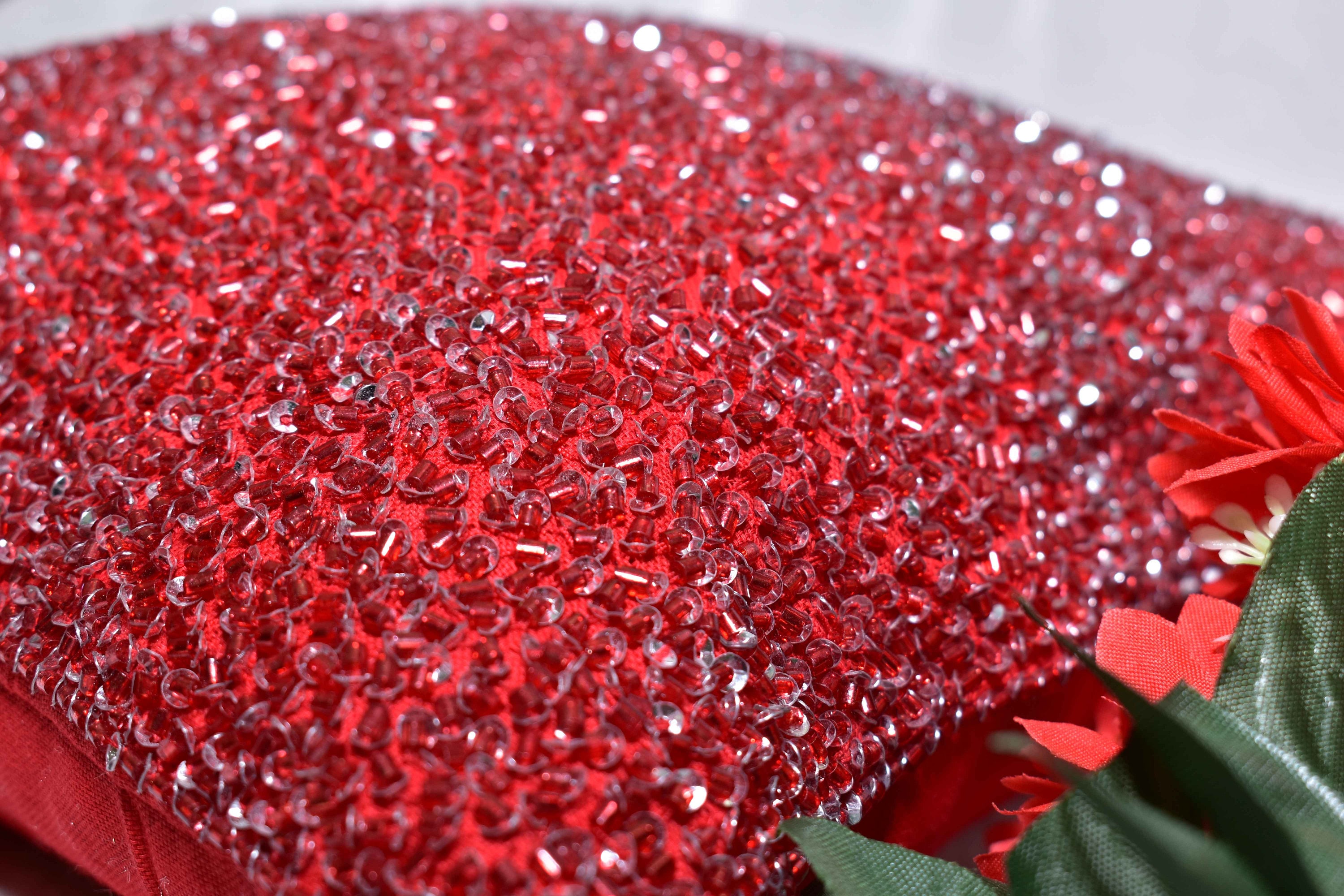 Red Beaded Pillow Cover Luxury Contemporary Modern Toss | Etsy
