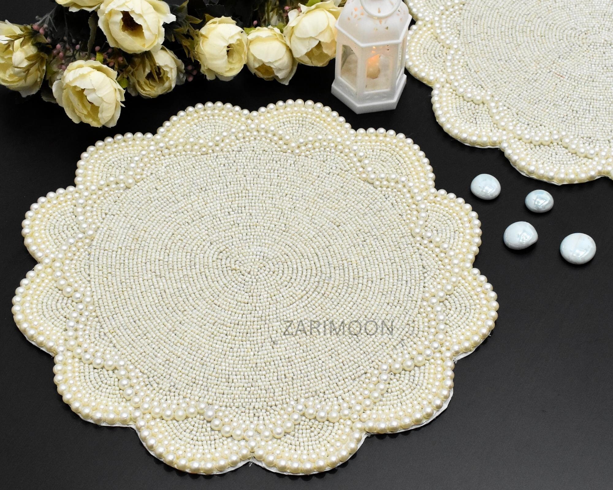 Handmade Beaded Table Runner Pearl White Wedding Long Table - Etsy