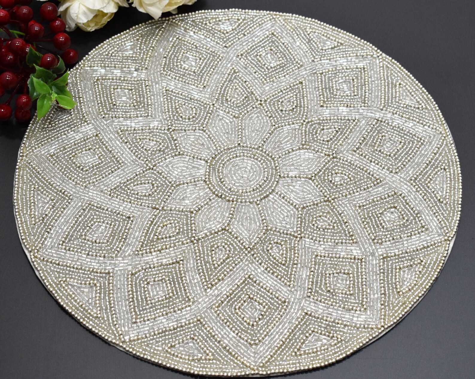 Handmade Beaded Placemat Beaded Charger Beaded Table Mat - Etsy