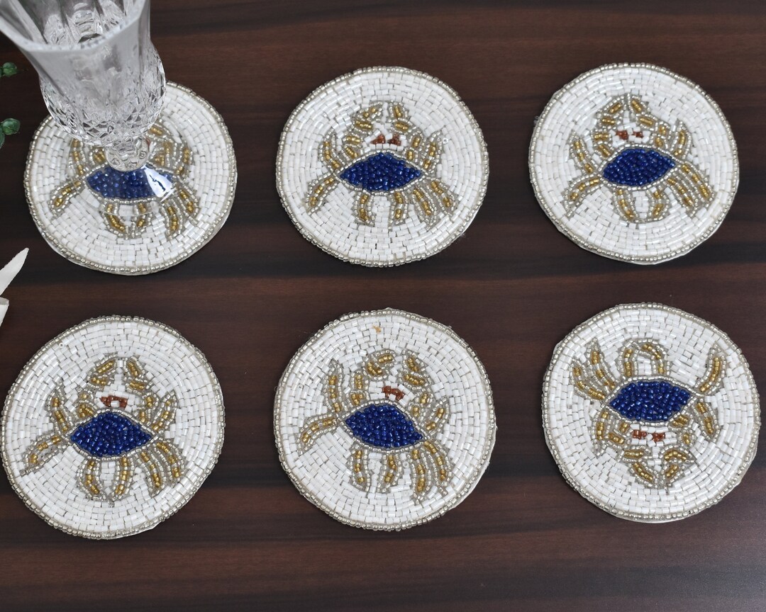 Handmade Beaded Coasters for Drinks or Coffee Table, Set of 6/8/10/12 ...