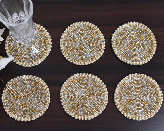Beaded drink coasters store