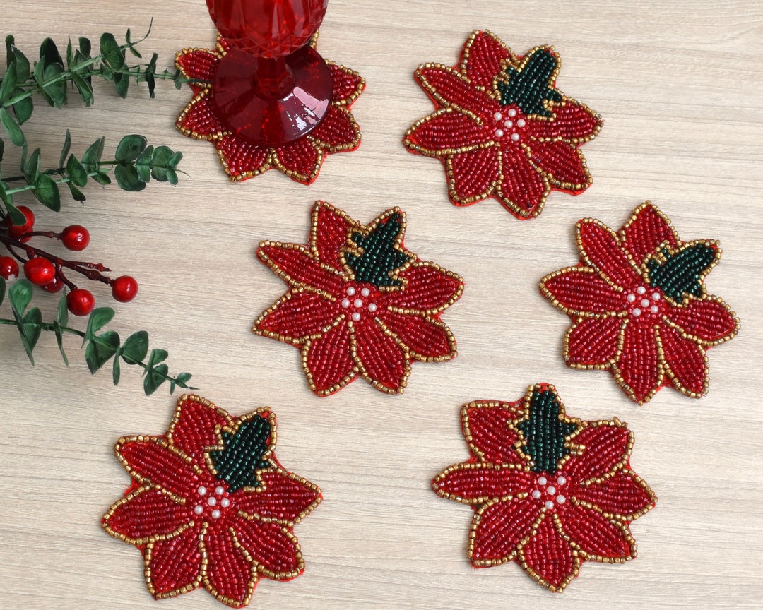 Handmade Beaded Coasters for Drinks or Coffee Table, Set of 6/8/10/12 ...