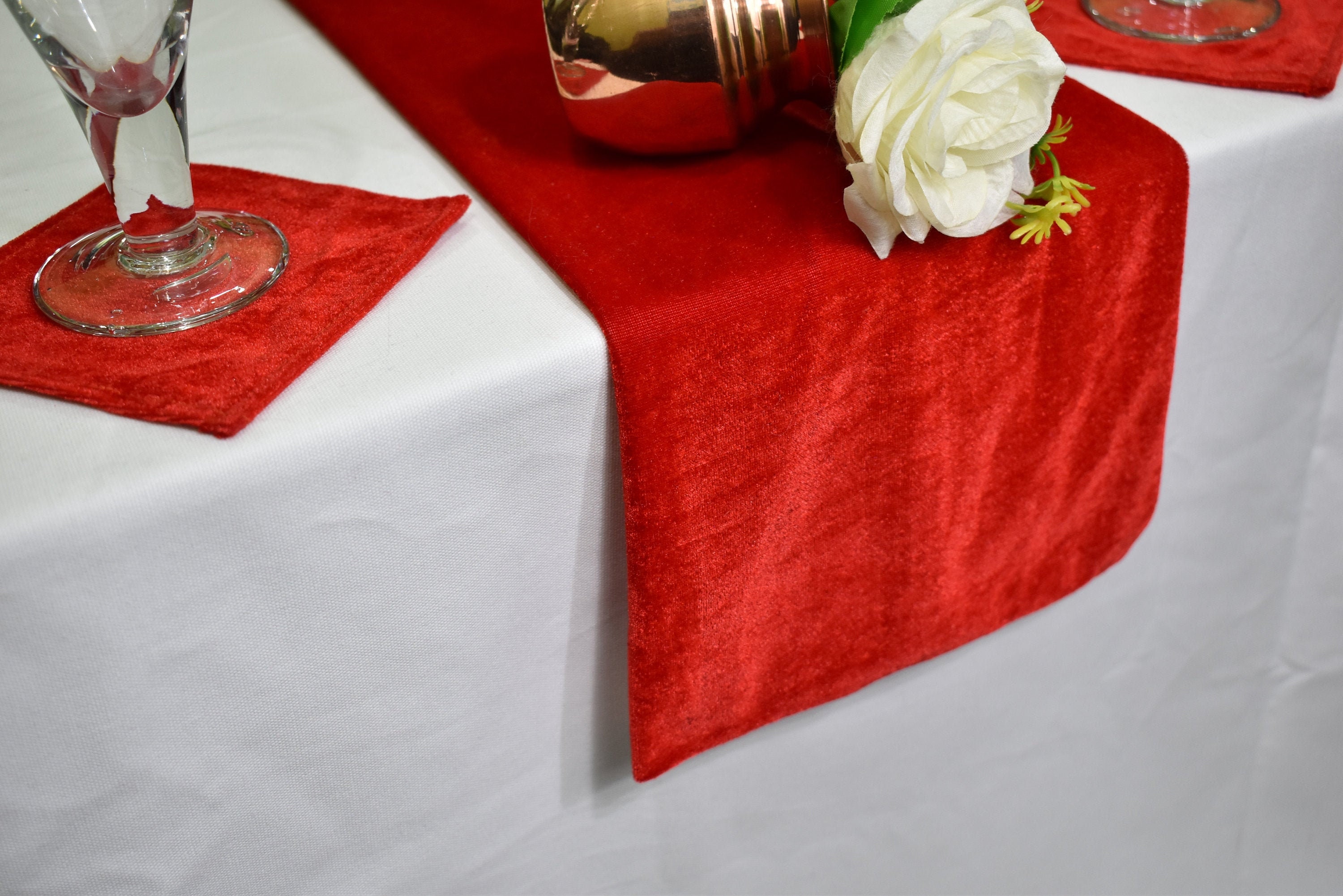 27 Sizes Of Rust Red Velvet Table Runner & Free Coaster Plain | Etsy