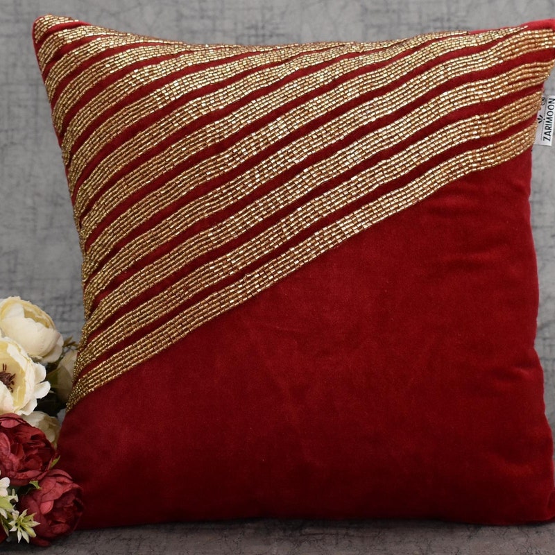 Red and Gold Pillow - Etsy