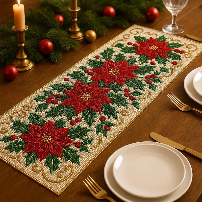 Poinsettia Table Runner - Etsy