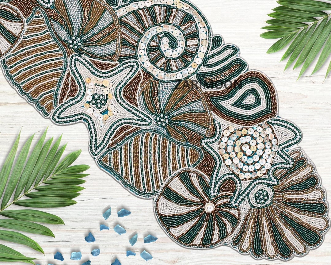 Sea Theme Handmade Table Runner, Beaded Runner, Multicolor Table Mat ...