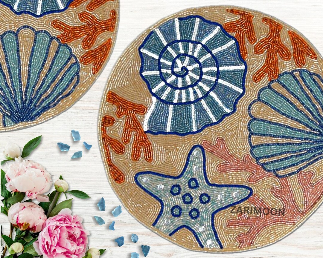 Handmade Beaded Placemat, Sea Animal Placemat, Table Decoration, Gift ...
