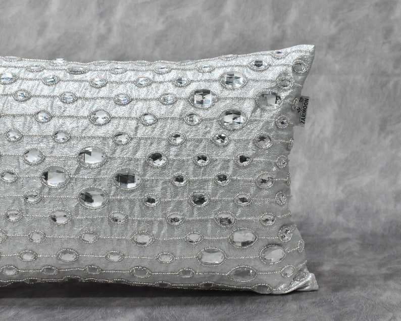 Silver Crystal Throw Pillow Cover Luxury Contemporary Modern Pillow ...