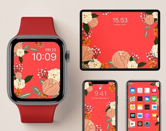 Blossom Black Apple Watch Wallpaper Floral Flower Garden. - Etsy