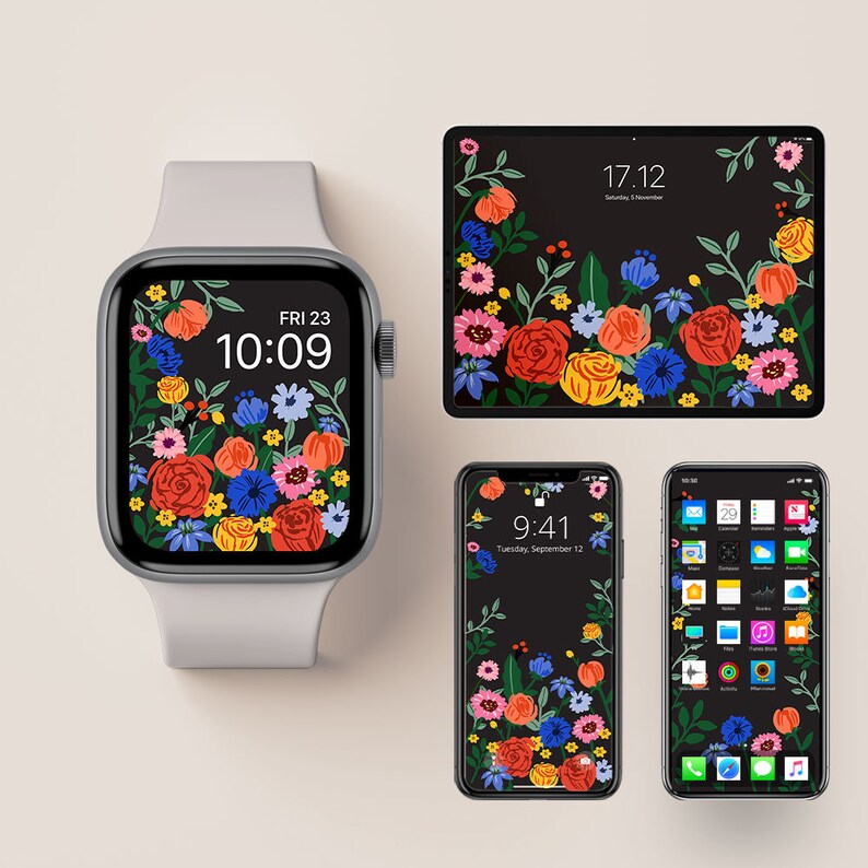 Blooming Garden Apple Watch Wallpaper | Colorful Flower | Matching ...