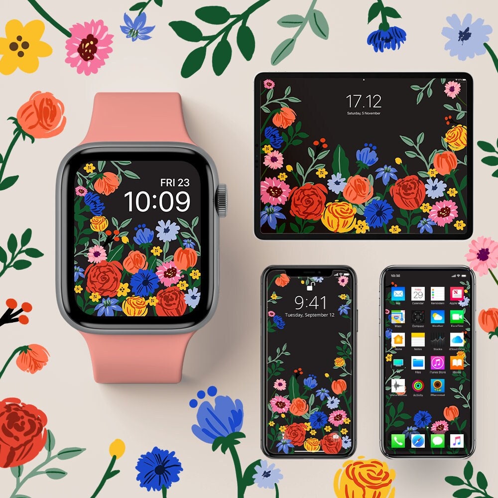 Blooming Garden Apple Watch Wallpaper | Colorful Flower | Matching ...