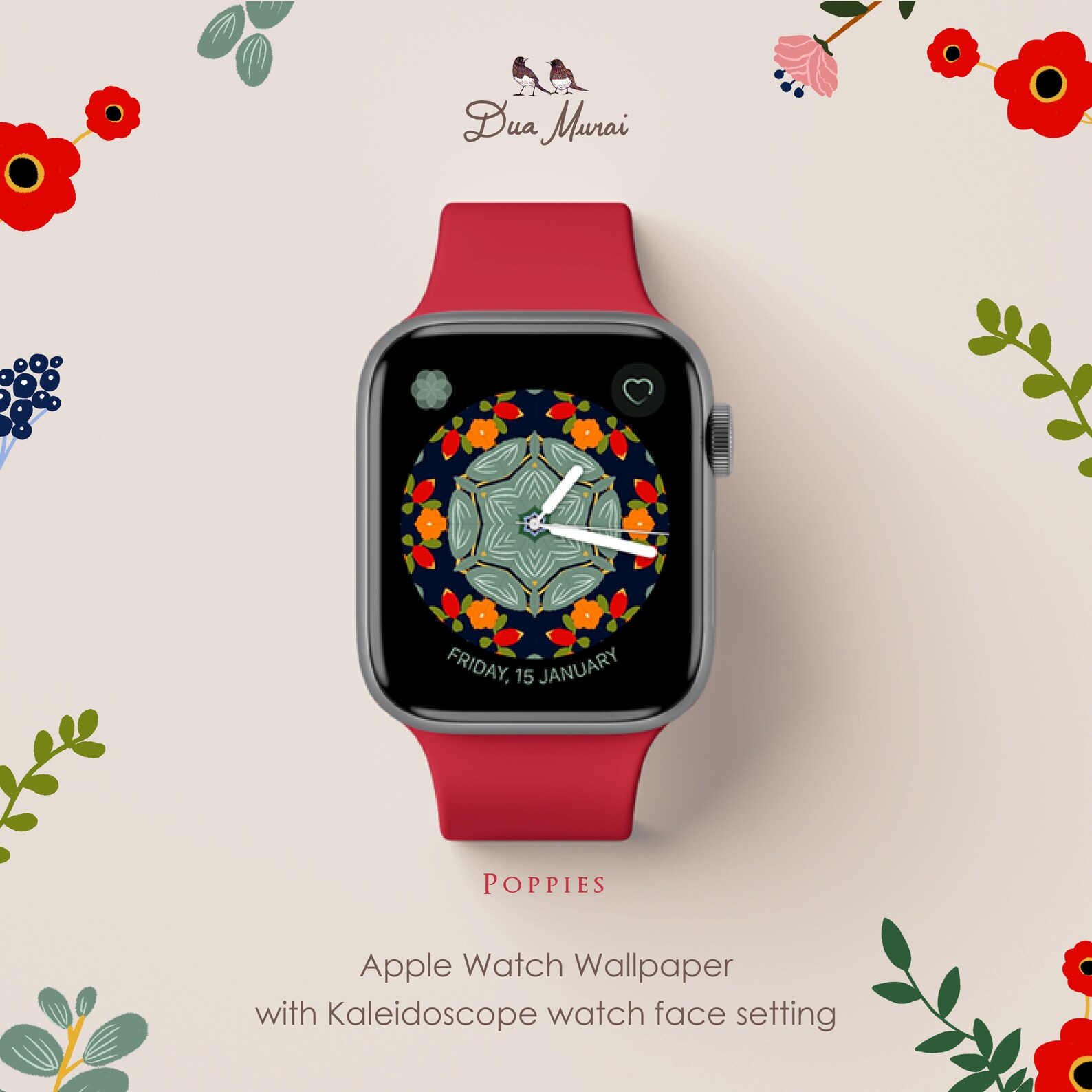 Floral Apple Watch Wallpaper Poppies Flower Garden. Matching - Etsy