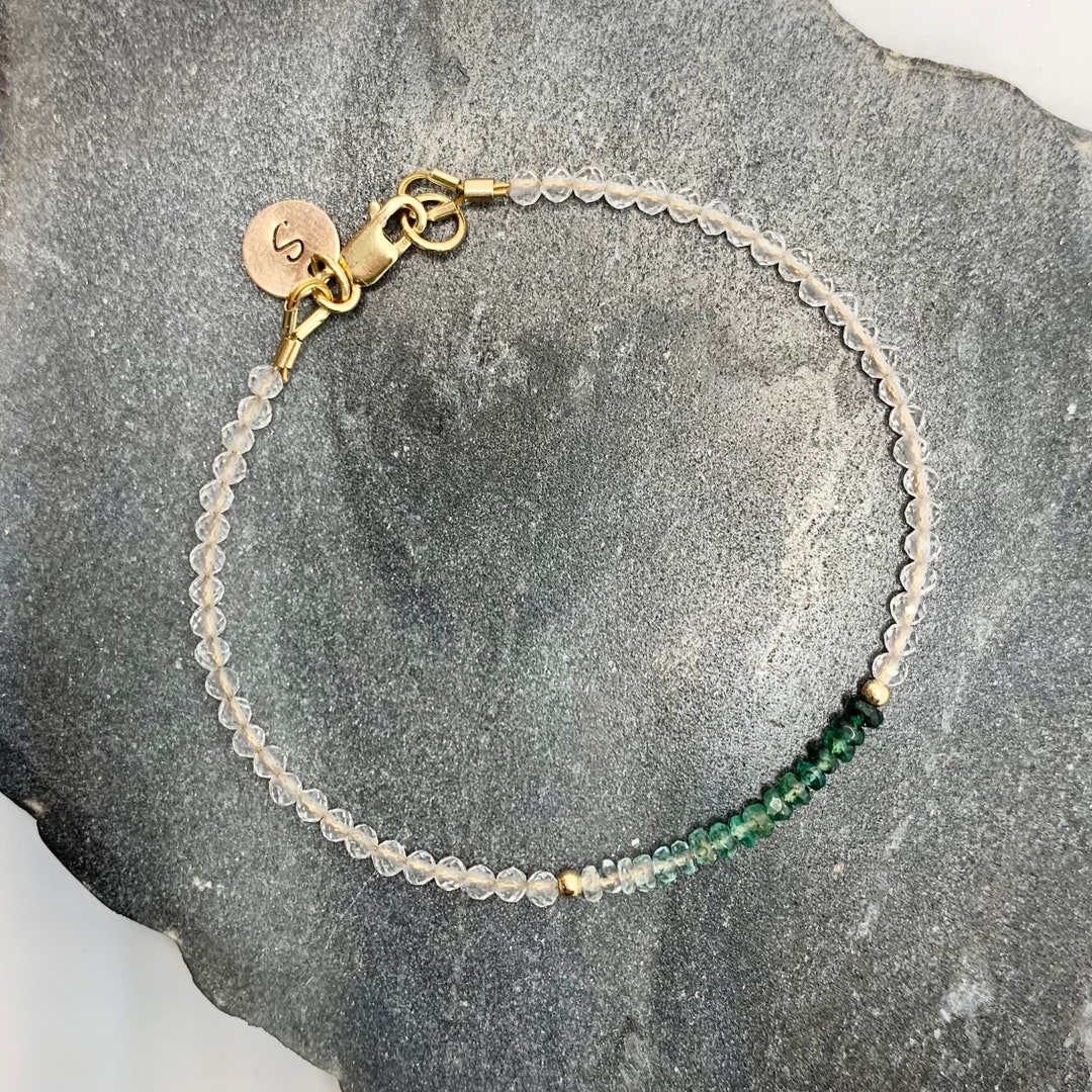 Ombre Emerald Bracelet, Emerald Beaded Bracelet, Genuine Emerald ...