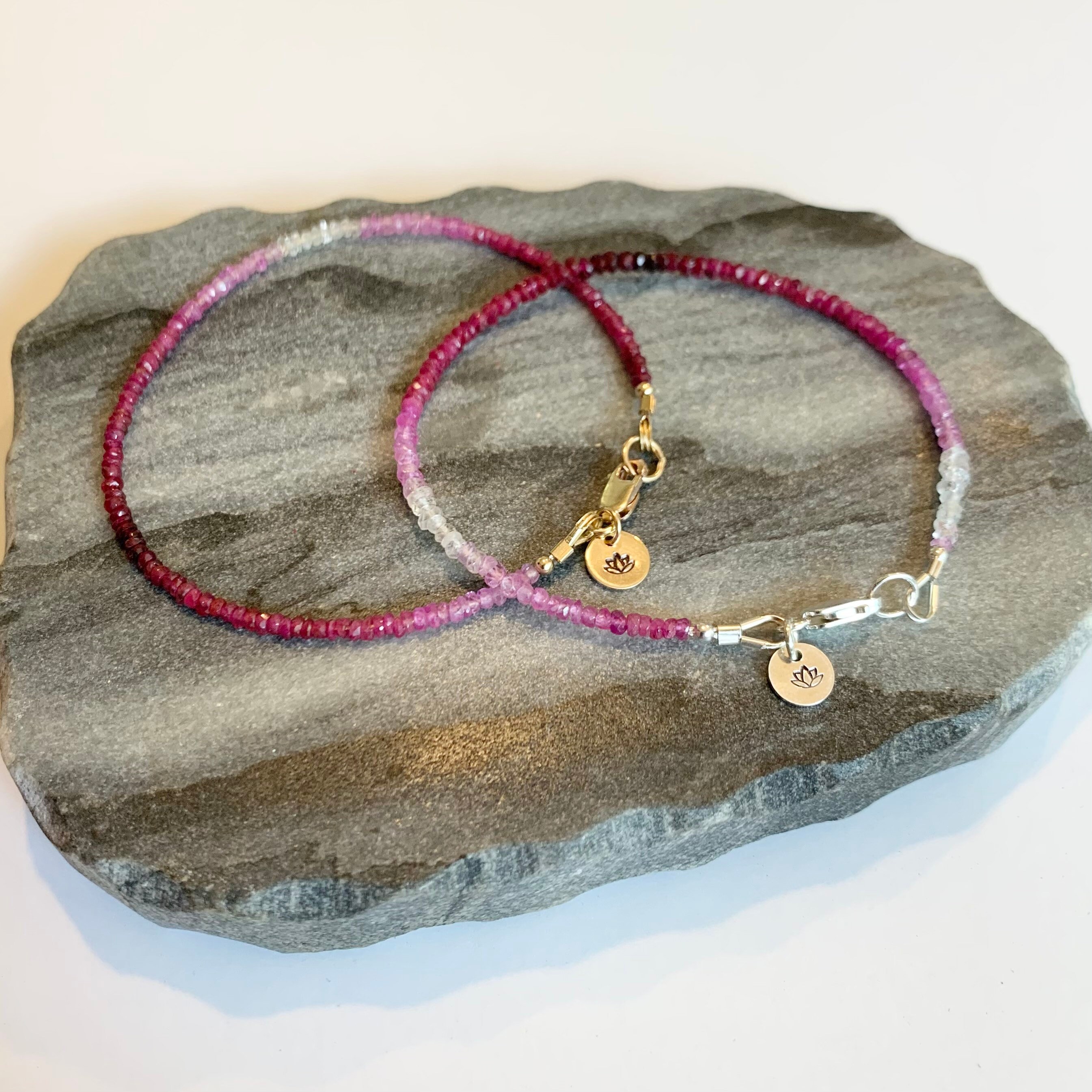 Ombre Genuine Ruby Bracelet Dainty Bracelet Ruby Stacking - Etsy