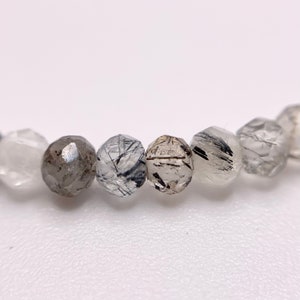 Sagenitic Quartz & Black Spinel Bracelet, Dainty Beaded Bracelet ...