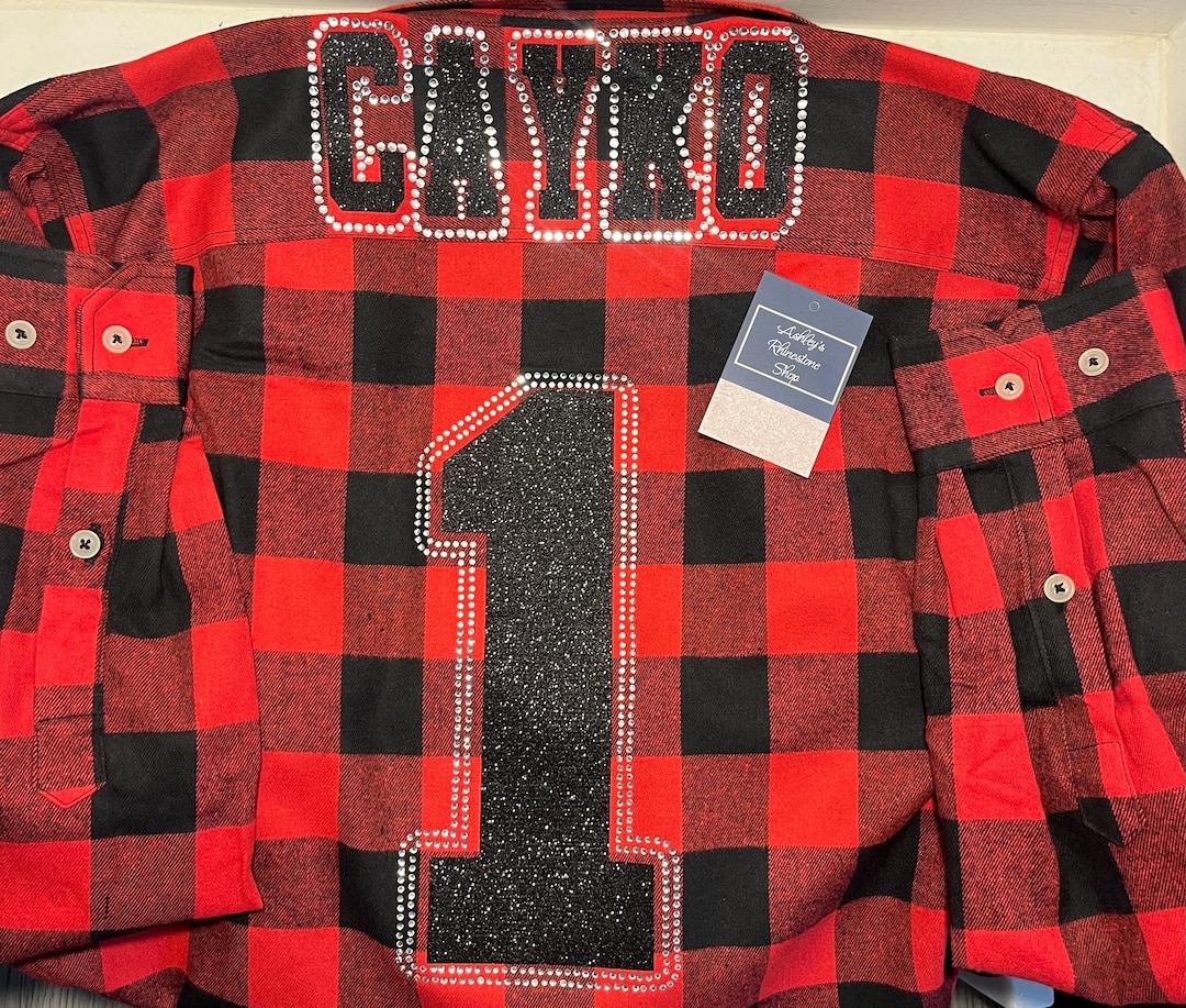 Personalized Rhinestone Glitter Flannel Jersey - Custom Sports - Etsy