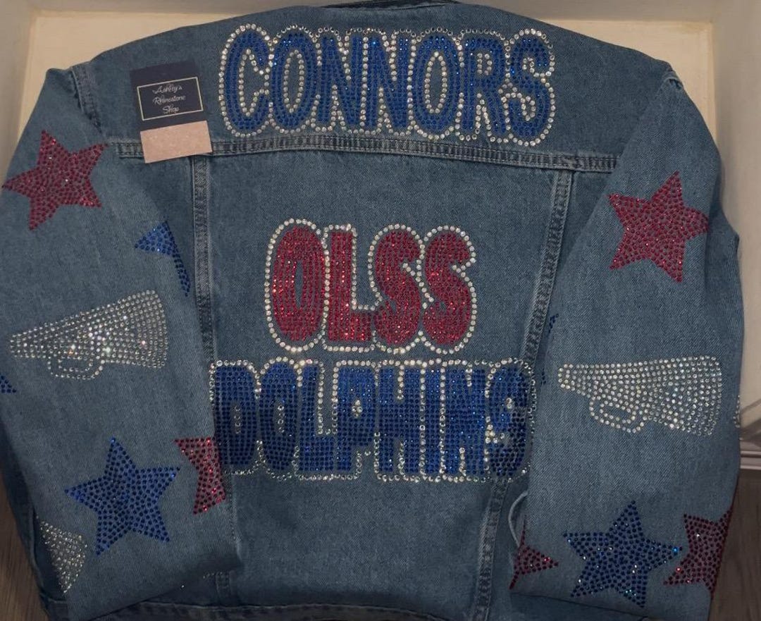 Custom Rhinestone Cheer Team Denim Jacket: Personalized Fan Apparel - Etsy