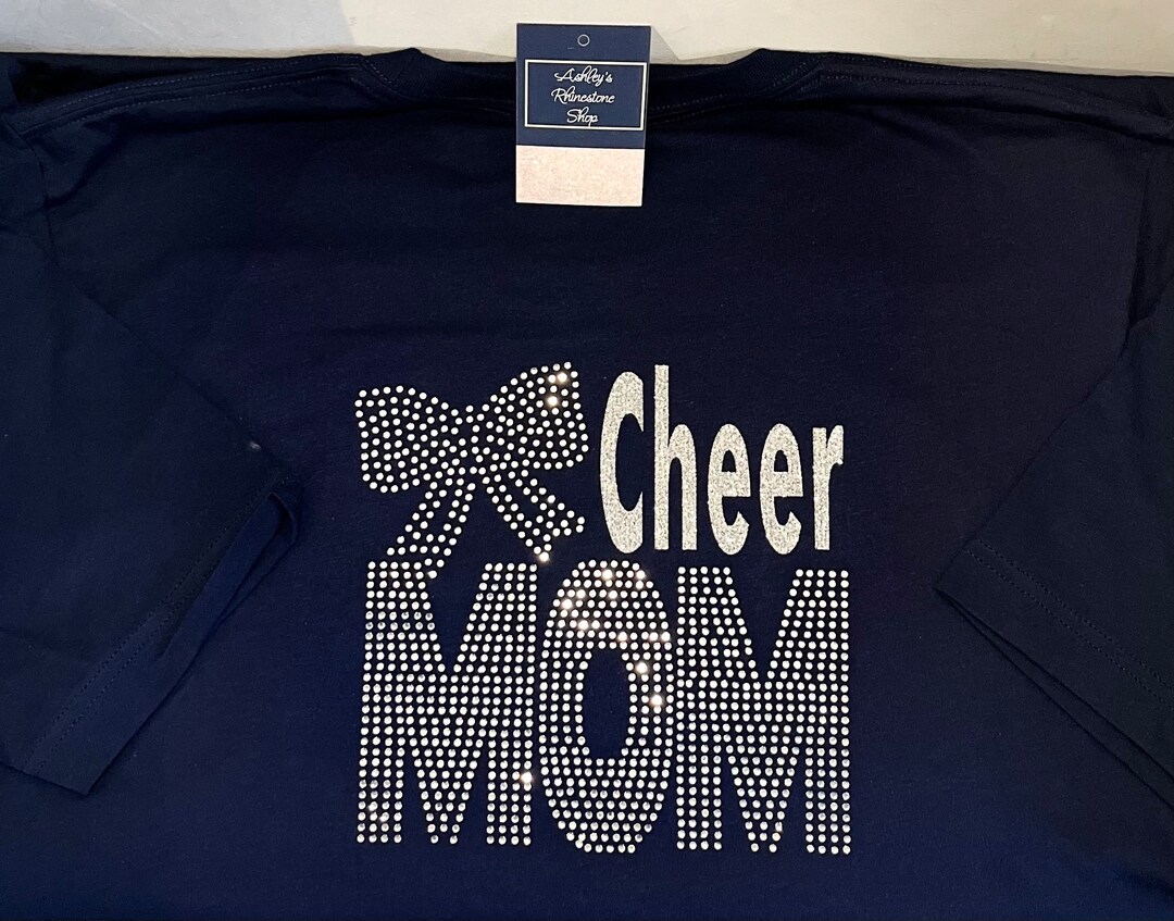 CHEER MOM Rhinestone Bling Tee or Crew Sweatshirt ( Can Also Be Changed ...