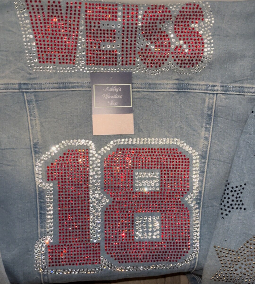 Rhinestone Soccer Fan Denim Jacket - Personalized Name & Number - Etsy