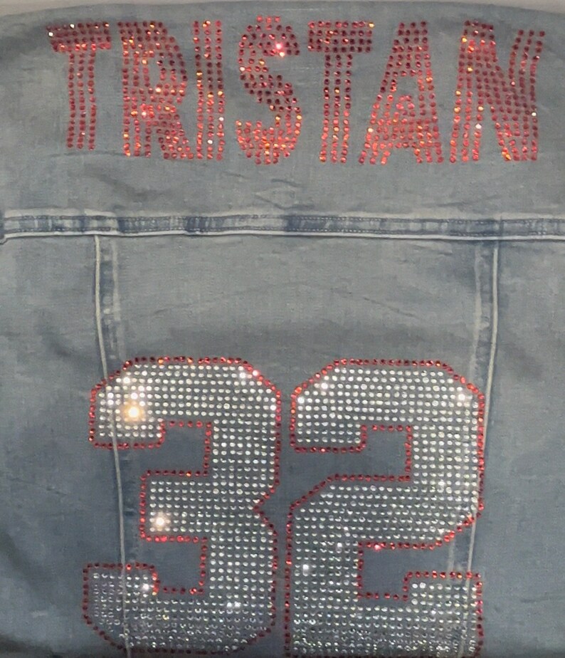 Custom Rhinestone SPORTS FAN Jean Jackets denim & Rhinestones read ...