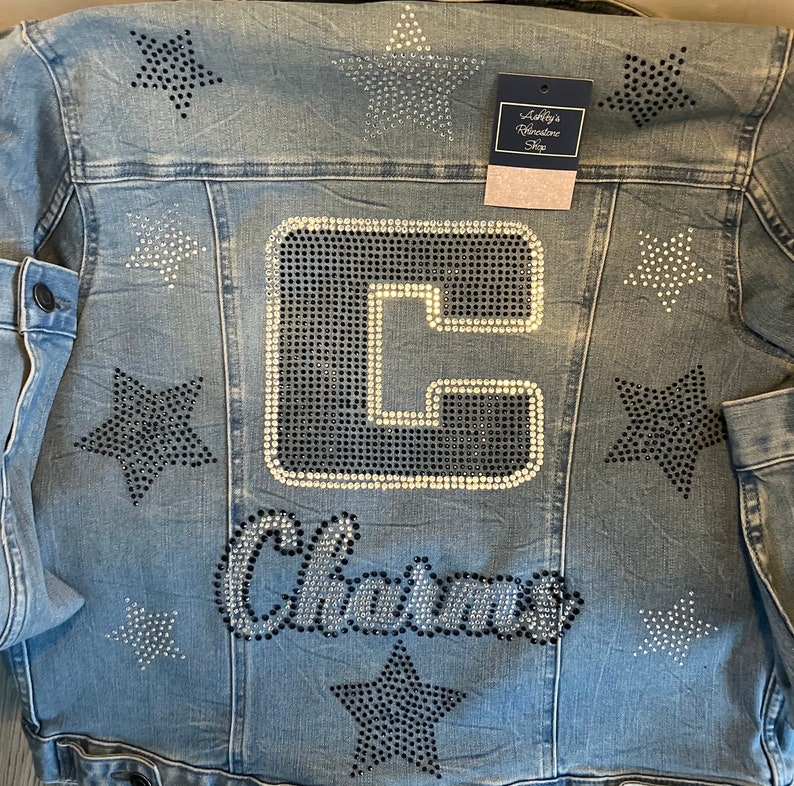 Custom Rhinestone Jean Jackets brides, Kids , Teens, Cheer, Themes ...