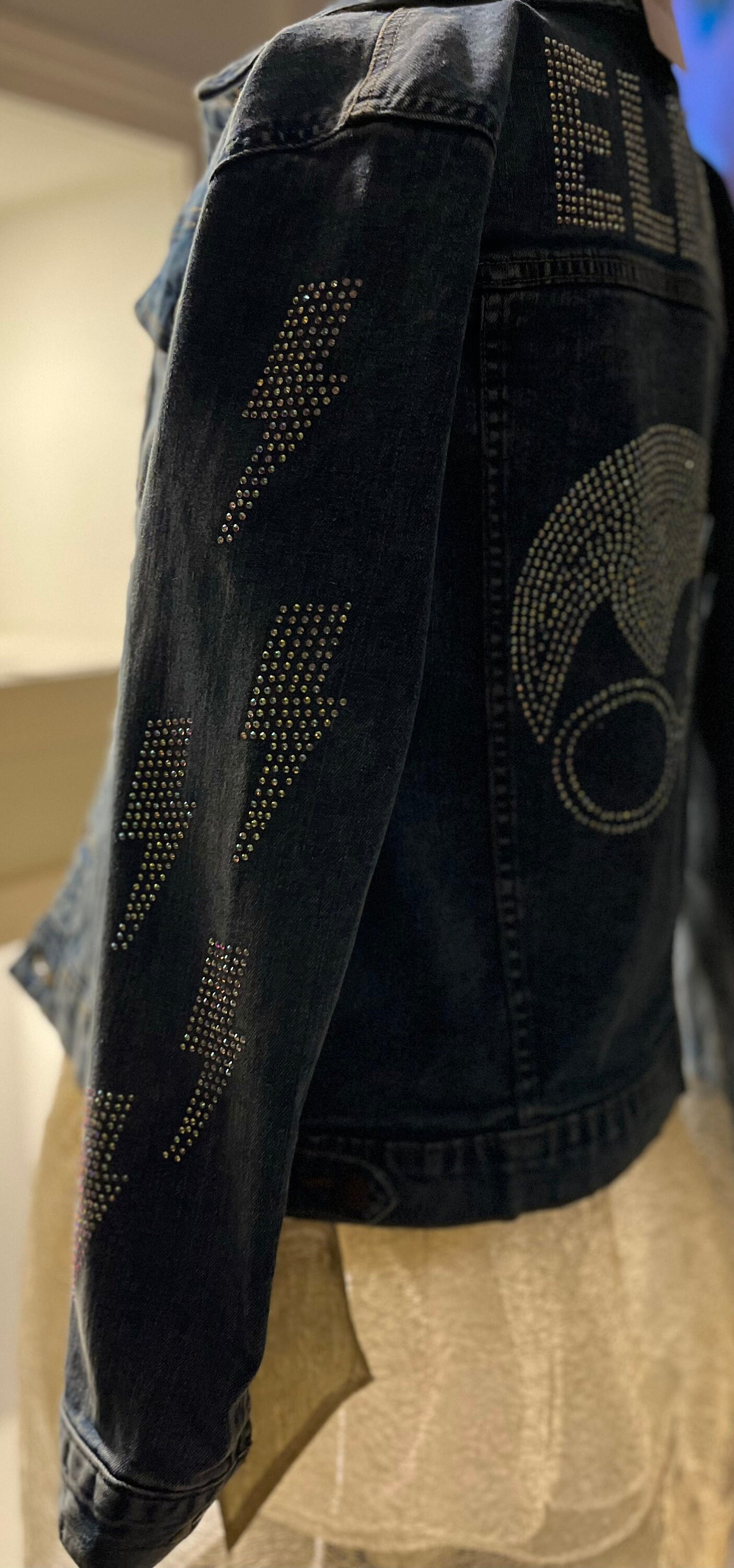 Custom Rhinestone Jean Jackets brides, Kids , Teens, Cheer, Themes ...