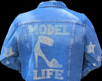 Custom Personalized Name Rhinestone Jean Jackets Denim & Rhinestones ...