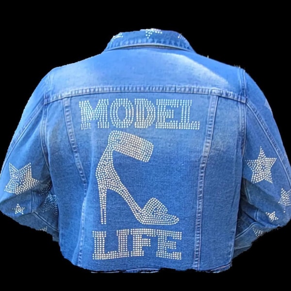 Cheer Rhinestone Jean Jacket - Etsy