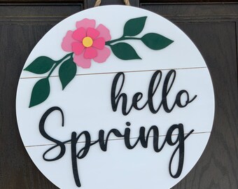 Spring Door Hanger Hello Door Hanger Door Decor Spring Welcome Sign ...