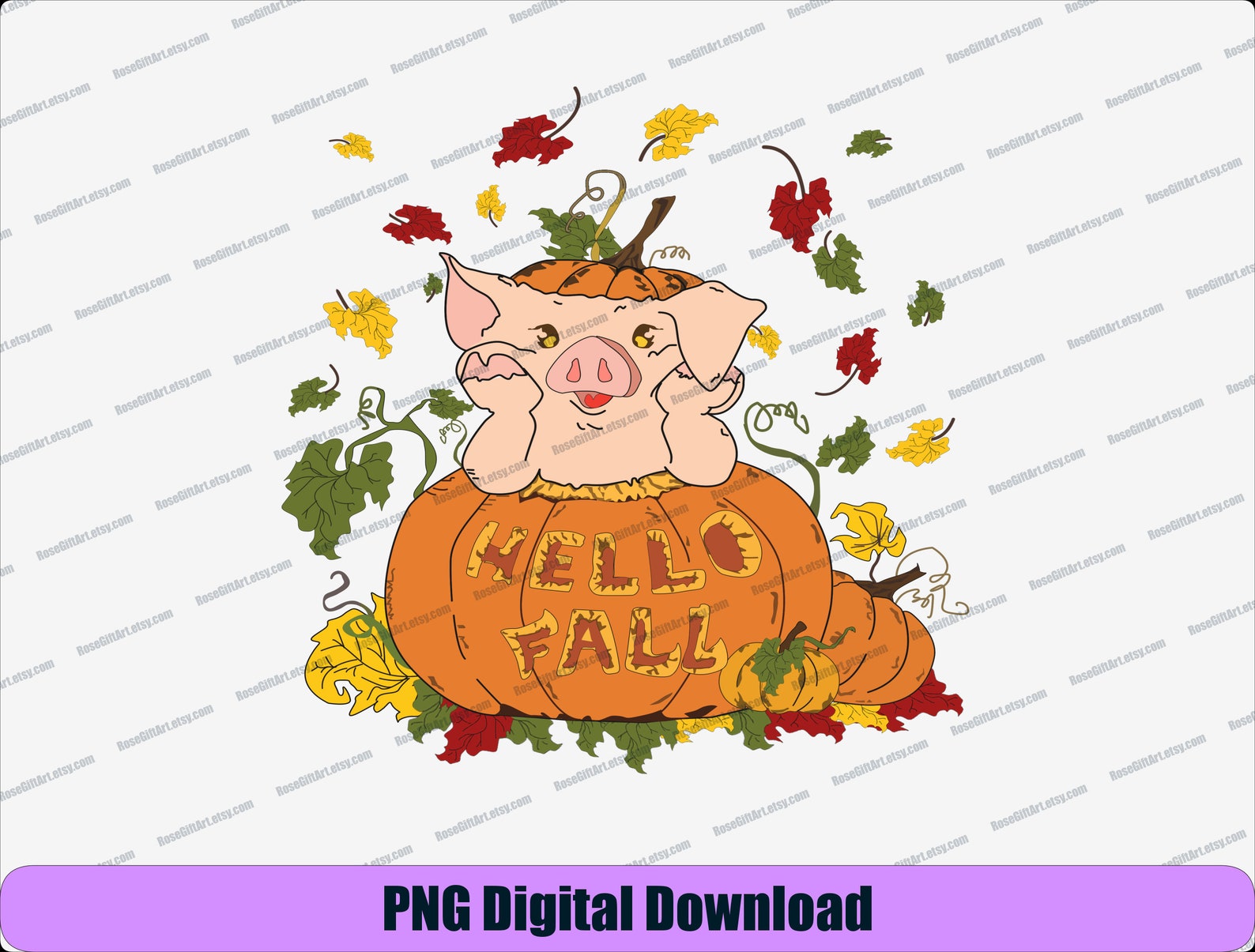 Fall Pig Design Thanksgiving Pig PNGFarm Animal | Etsy