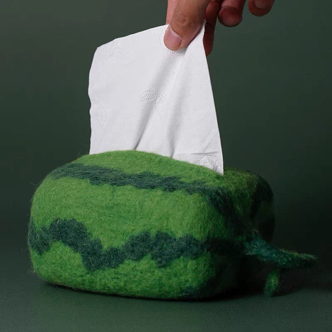 Watermelon Tissue Box, Wool Felted Tissue Container, Halloween ...