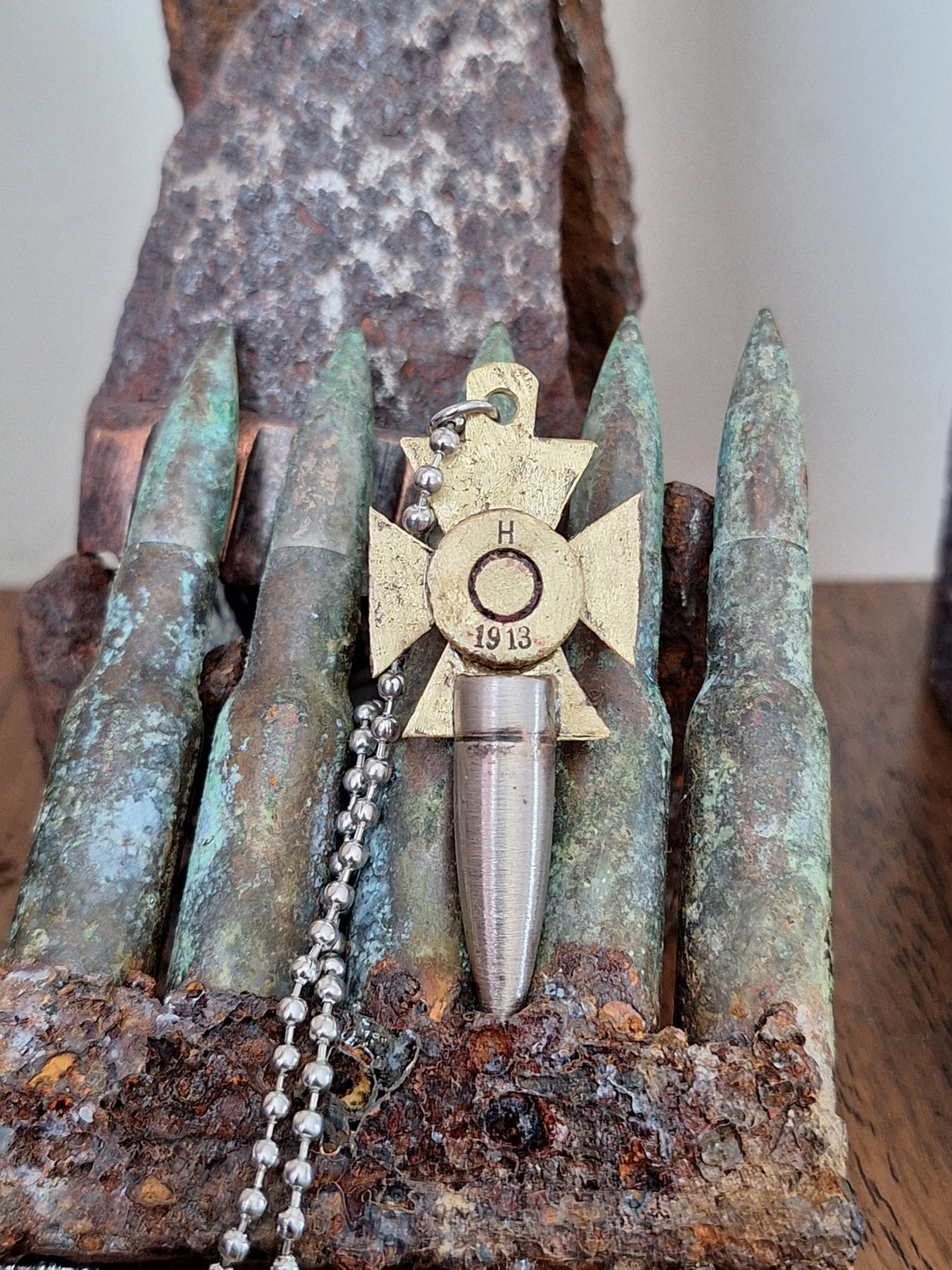 Rare Trench Art German Iron Cross World War I Bullet Necklace From the ...