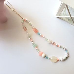 Lovely Phone Charm, Y2k Beaded Phone Chain, Aesthetic Pearl Phone Chain ...