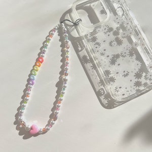 Pearl Rainbow Hearts Beaded Phone Charm Pearl Phone Chain - Etsy