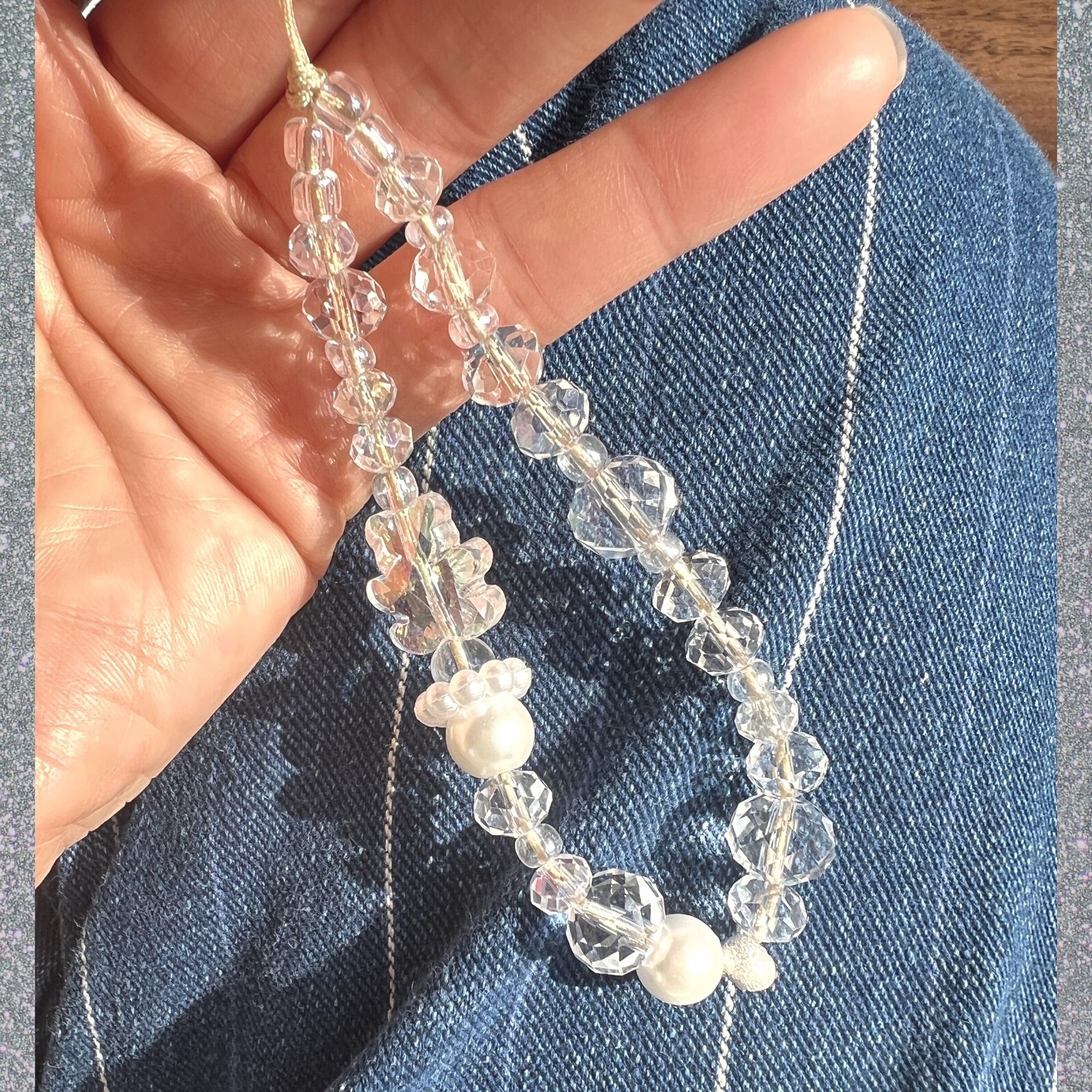 Clear Crystal Bear Phone Charm, Beaded Phone Chain, Phone Accessories ...