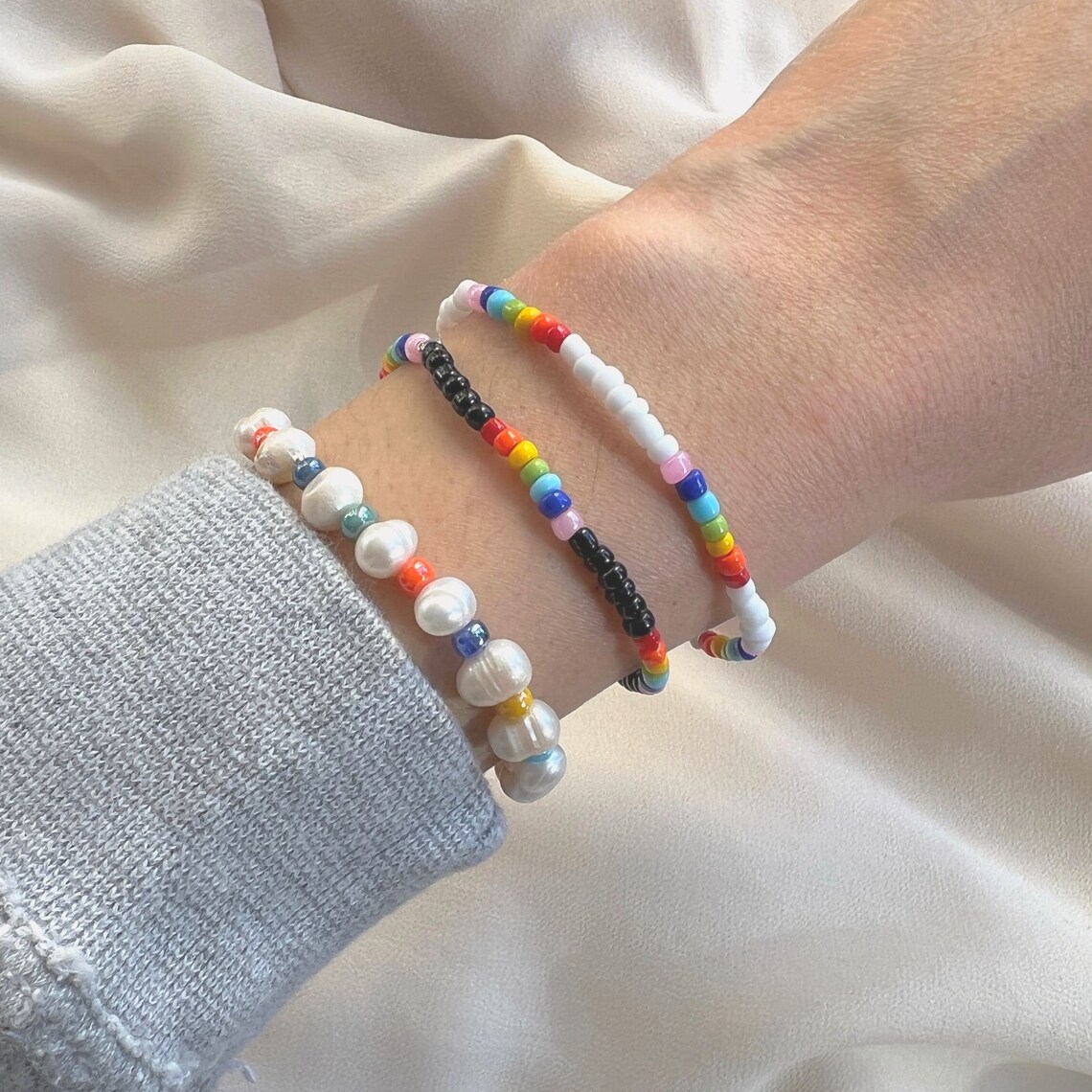Rainbow Bracelet Colorful Bracelet Stretchy Bracelets - Etsy