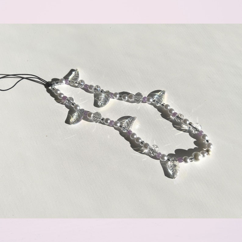 Clear Beads Aesthetic Phone Charm Crytal Leaves Phone Chain | Etsy