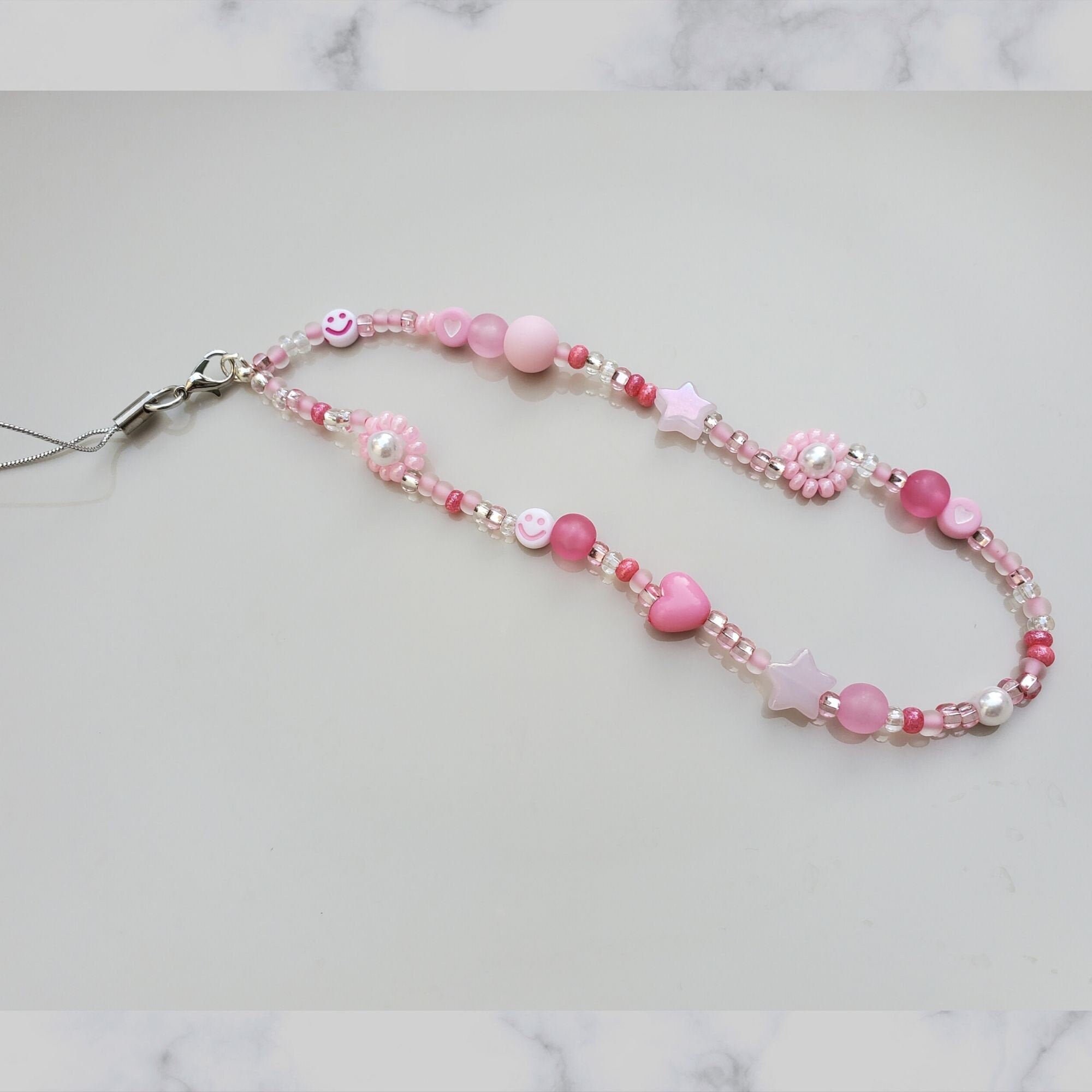 Pink Beaded Phone Charm 90s Phone Accessories Y2K Phone | Etsy